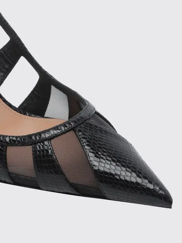 AQUAZZURA Python-print Mesh Nylon Slingback Pumps With Stiletto Heel