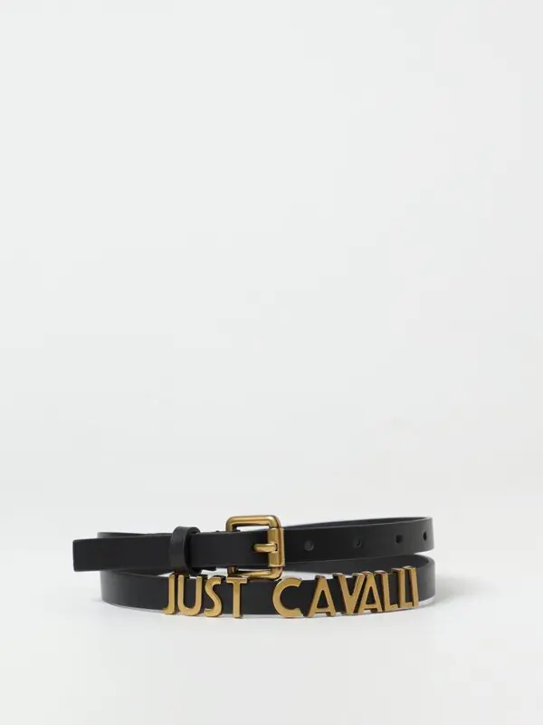 Just Cavalli Skinny Belt With Logo Buckle