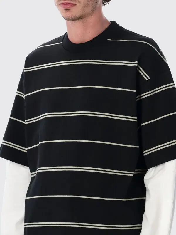 Comme Des Garçons Striped Double-layer Long-sleeved Cotton T-shirt
