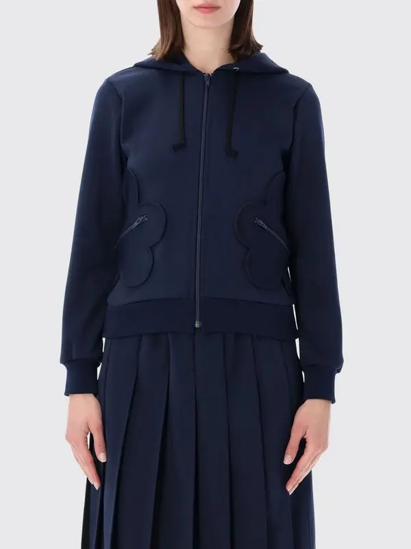 Comme Des Garçons Polyester Zip-up Hoodie With Side Pockets - Navy