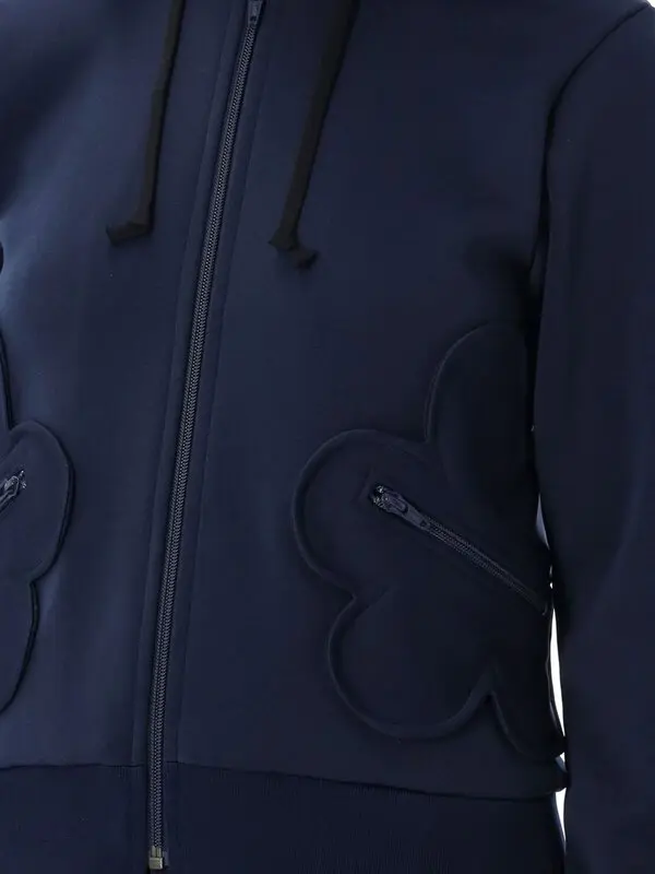 Comme Des Garçons Polyester Zip-up Hoodie With Side Pockets - Navy