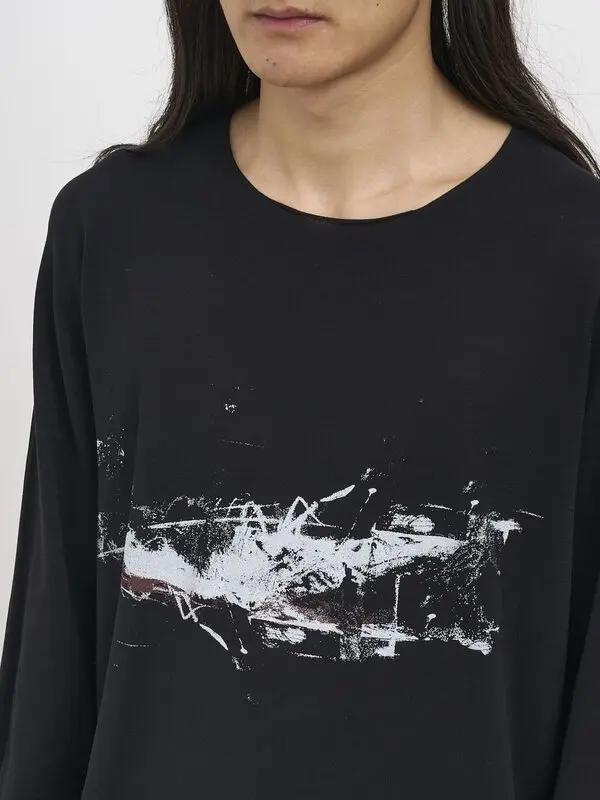 Isabel Benenato Printed Cotton Crew Neck Pullover