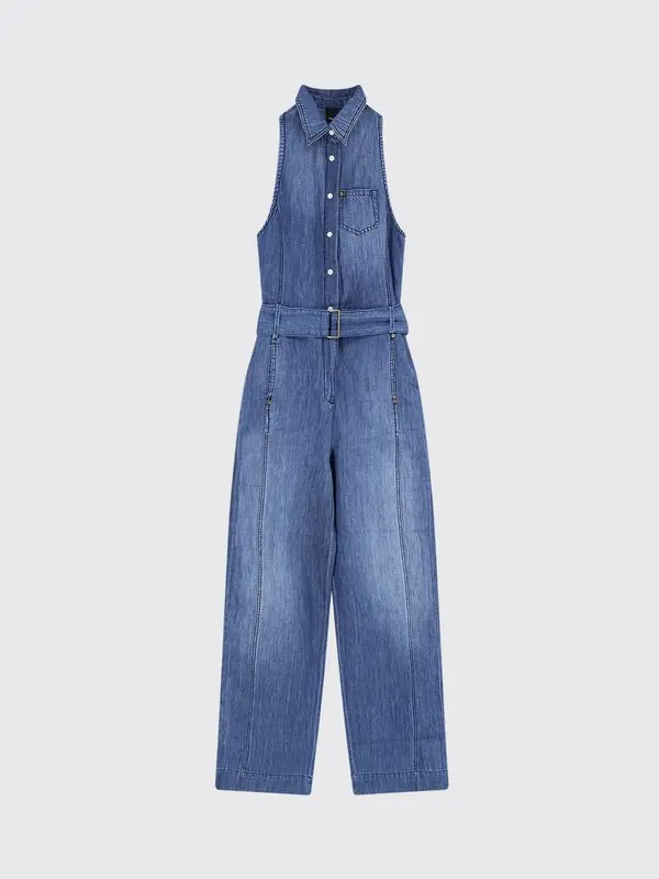 Pinko Cotton And Linen Jumpsuit With Belt And Pockets
