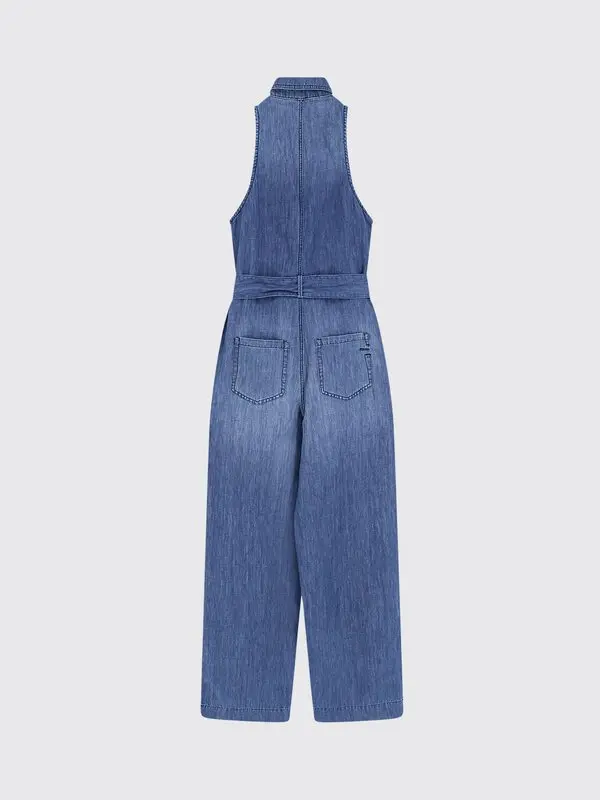 Pinko Cotton And Linen Jumpsuit With Belt And Pockets