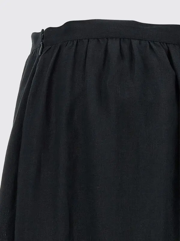 Kiton Linen A-line Midi Skirt With Fringe And Embroidery