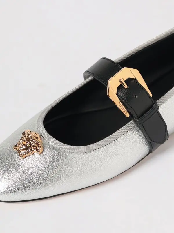 Versace Laminated Nappa Ballerina Flats