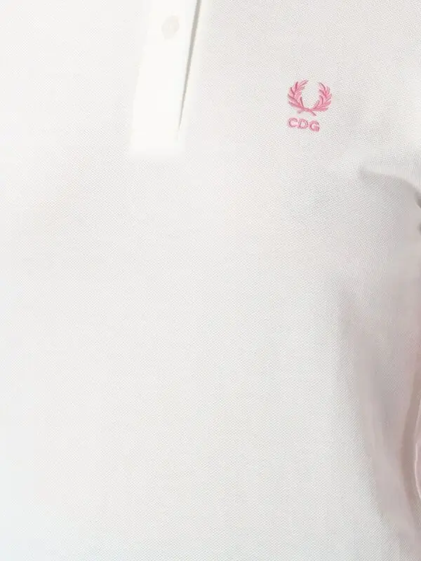 Comme Des Garçons Cotton Polo Shirt With Embroidered Logo - White