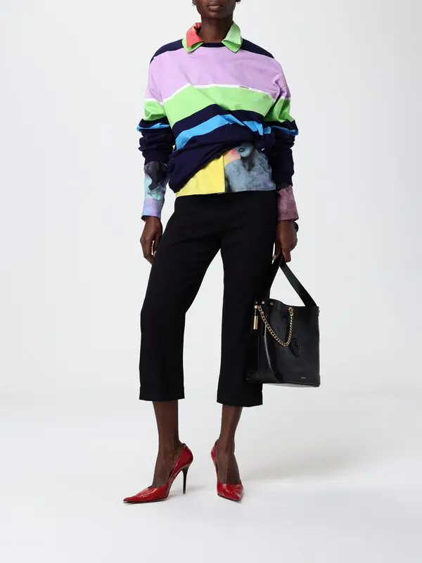 Versace Viscose Cropped Fit Trousers