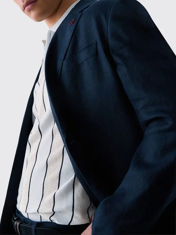 Liu Jo Single-breasted Linen Blazer With Classic Lapels And Flap Pockets
