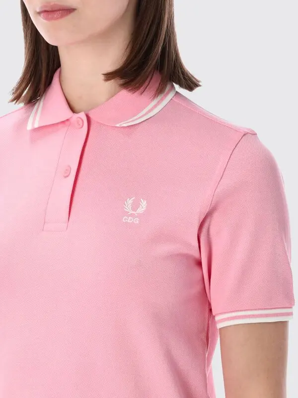Fred Perry Comme Des Garçons Shirt X Embroidered-logo Cotton Piqué Polo Shirt - Pink