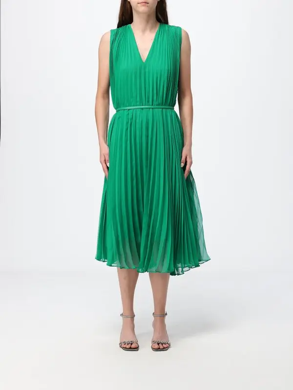 Max Mara Pleated Midi Dress With Belt