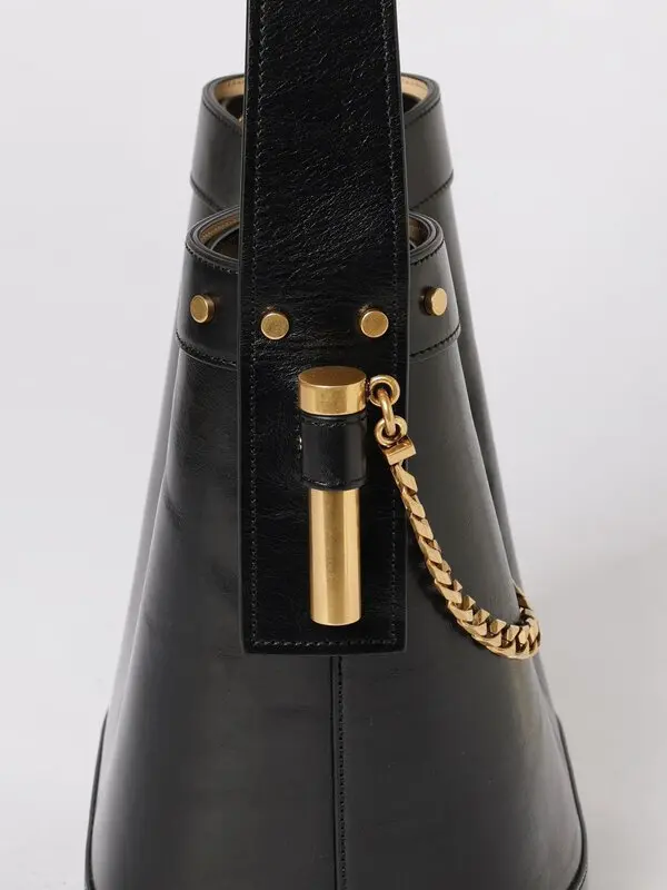 Versace Leather Pivot Bucket Bag - Black