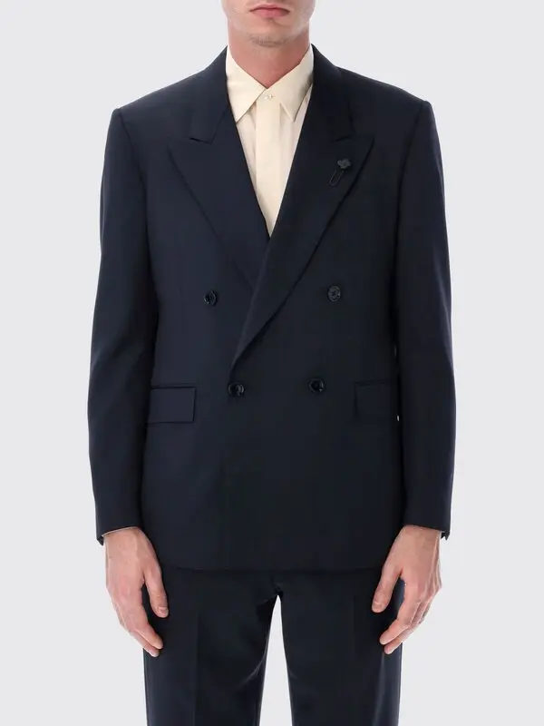 LARDINI Double-breasted Blazer In Pure Virgin Wool With Peak Lapels