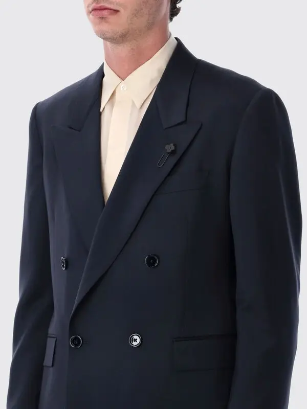 LARDINI Double-breasted Blazer In Pure Virgin Wool With Peak Lapels