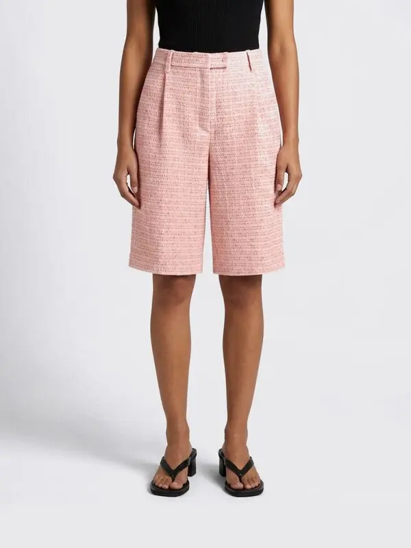Tagliatore High-waisted Tweed Tailored Bermuda Shorts - Pink