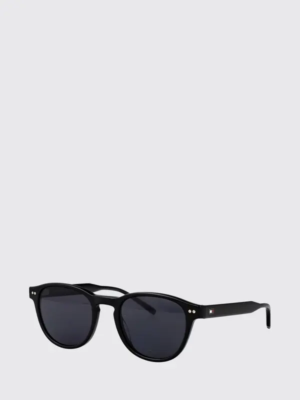 Tommy Hilfiger Rounded Acetate Sunglasses With Contrasting Logo Detail - Black