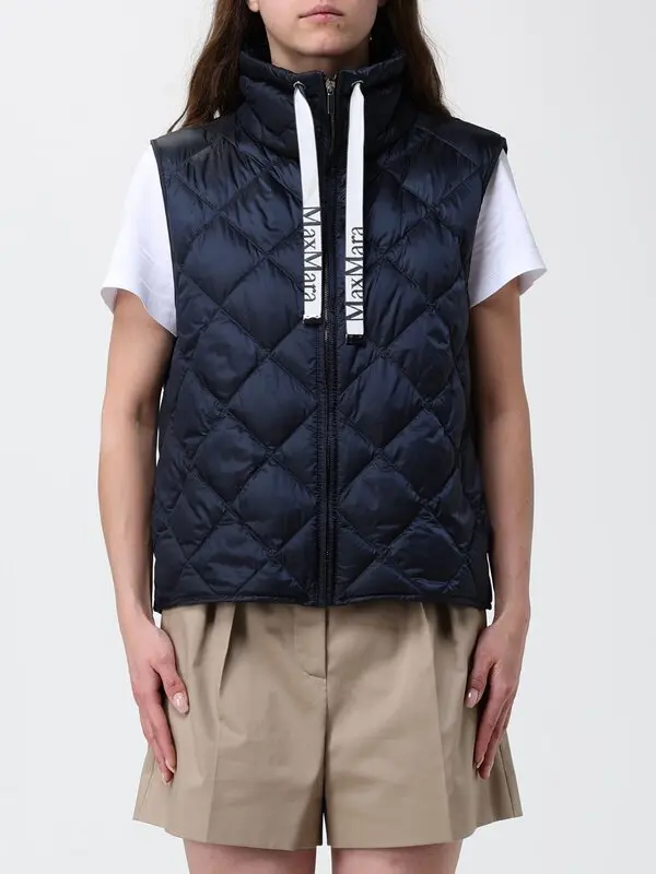 Max Mara Quilted Hooded Vest Padded With Goose Down - Blue