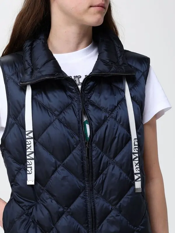 Max Mara Quilted Hooded Vest Padded With Goose Down - Blue