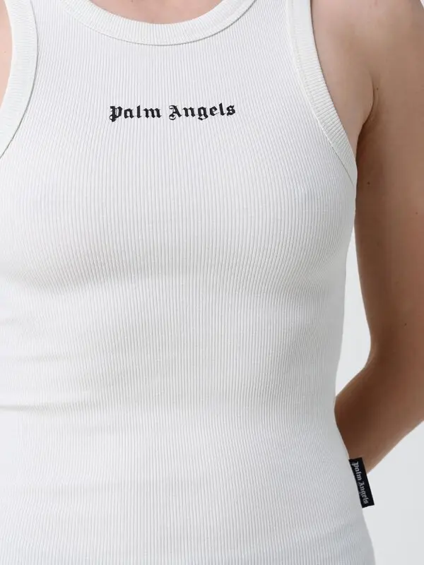 Palm Angels Cotton Blend Top With Logo - White
