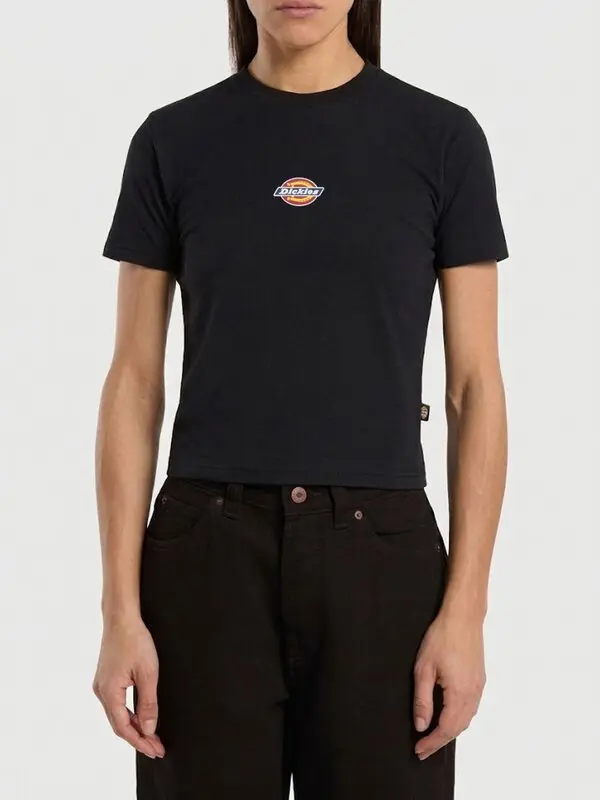 Dickies Cropped Cotton T-shirt With Printed Logo - Black