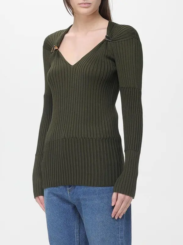 Bottega Veneta V-neck Sweater With Metal Plaques - Green