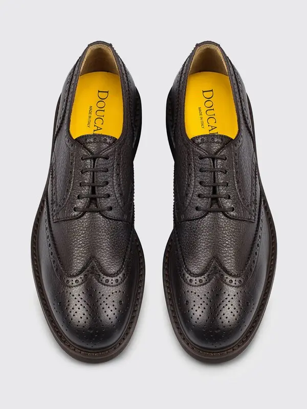 DOUCAL'S Hammered Leather Brogue Derby - Cocoa