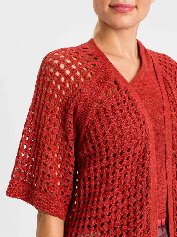 TWINSET Perforated Cotton Blend Long Cardigan