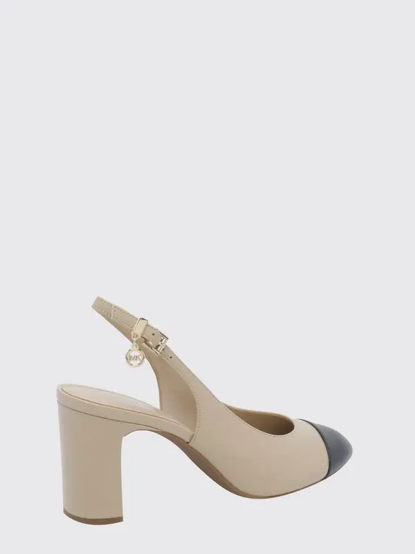 Michael Kors Piper Leather Slingback Pumps With Mk Monogram And Block Heel
