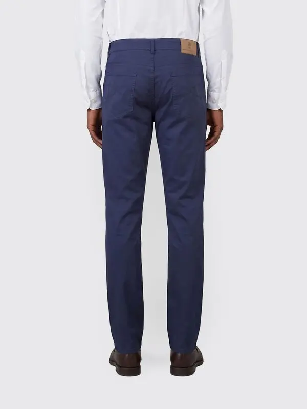 Brunello Cucinelli Cotton Stretch Slim Fit Trousers - Blue