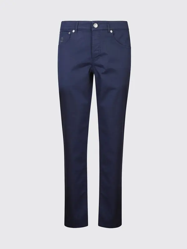 Brunello Cucinelli Cotton Stretch Slim Fit Trousers - Blue