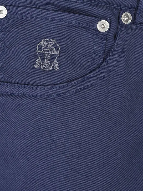 Brunello Cucinelli Cotton Stretch Slim Fit Trousers - Blue