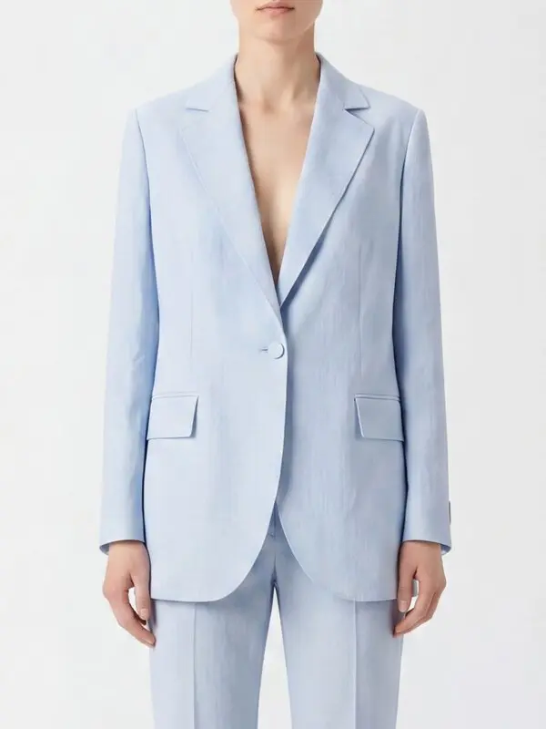 Agnona Single-breasted Linen And Silk Blazer With Peak Lapels
