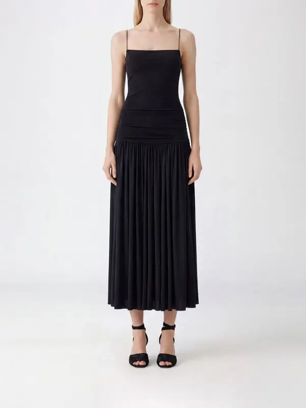 Jacquemus La Robe Abiha Pleated Midi Dress - Black