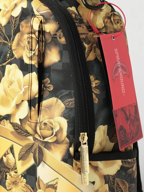SPRAYGROUND Checkered Saffiano Coated Cotton Backpack With Floral Motif