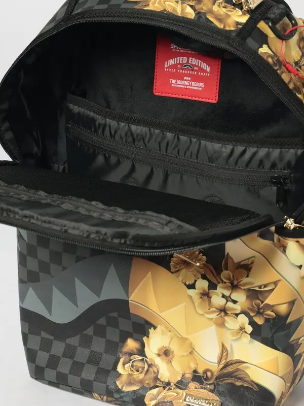 SPRAYGROUND Checkered Saffiano Coated Cotton Backpack With Floral Motif