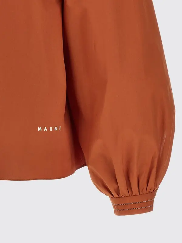 Marni Cotton Long-sleeved Blouse With Crew Neck