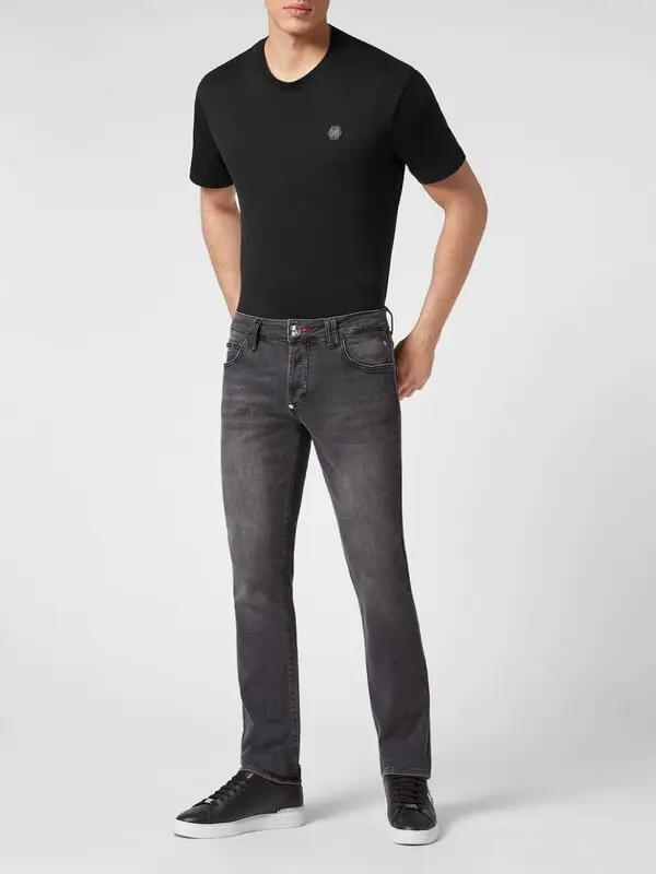 Philipp Plein Five-pocket Skinny Fit Stretch Jeans - Grey