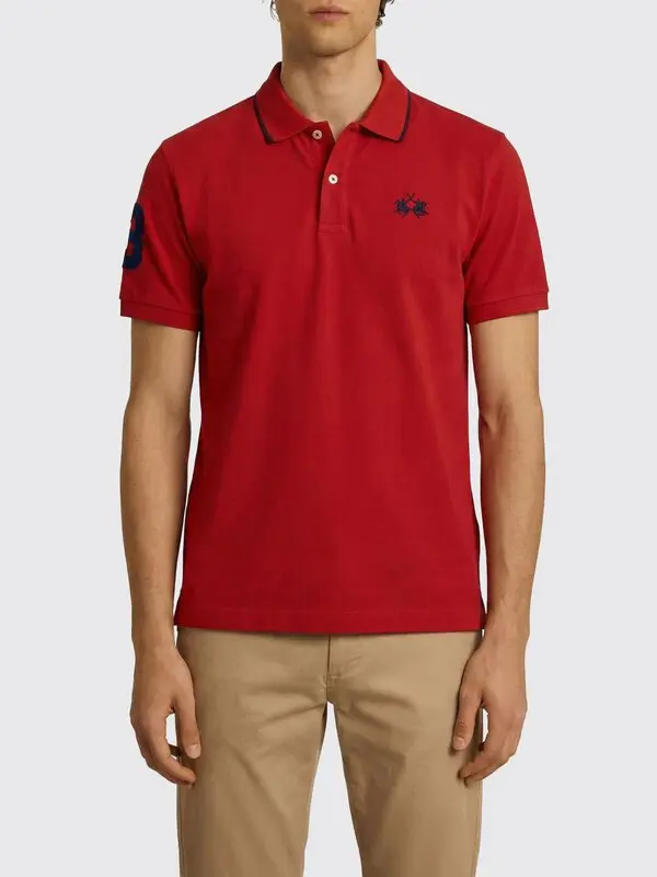 LA MARTINA Cotton Polo Shirt With Logo - Red
