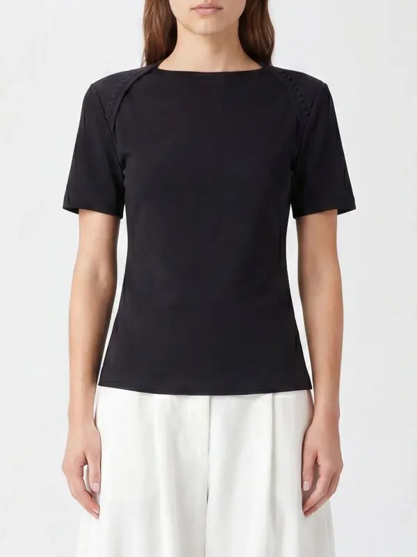 Jacquemus Clavela Slim Fit Cotton T-shirt With Straight Neckline - Black