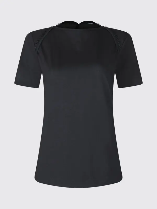 Jacquemus Clavela Slim Fit Cotton T-shirt With Straight Neckline - Black