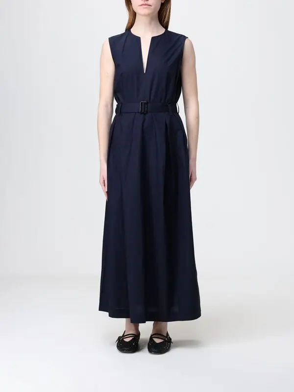 Woolrich Midi Dress With Belt - Blue