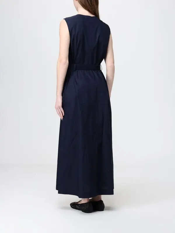 Woolrich Midi Dress With Belt - Blue