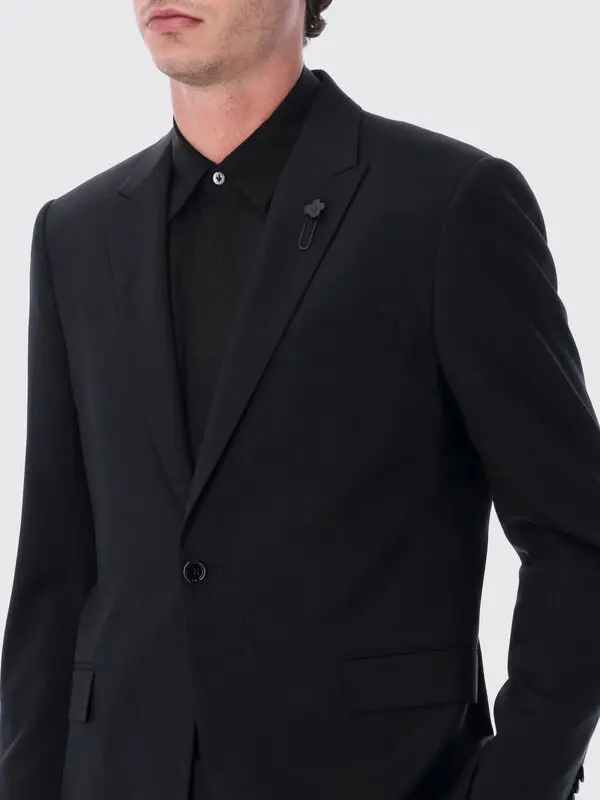 LARDINI Single-breasted Stretch Wool Suit With Classic Lapels