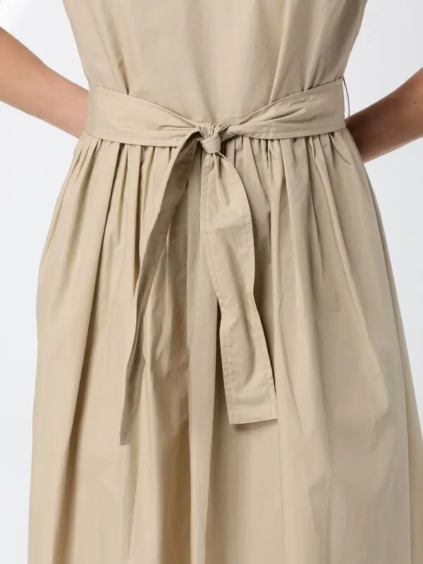 Woolrich Midi Dress With Belted Waist - Beige