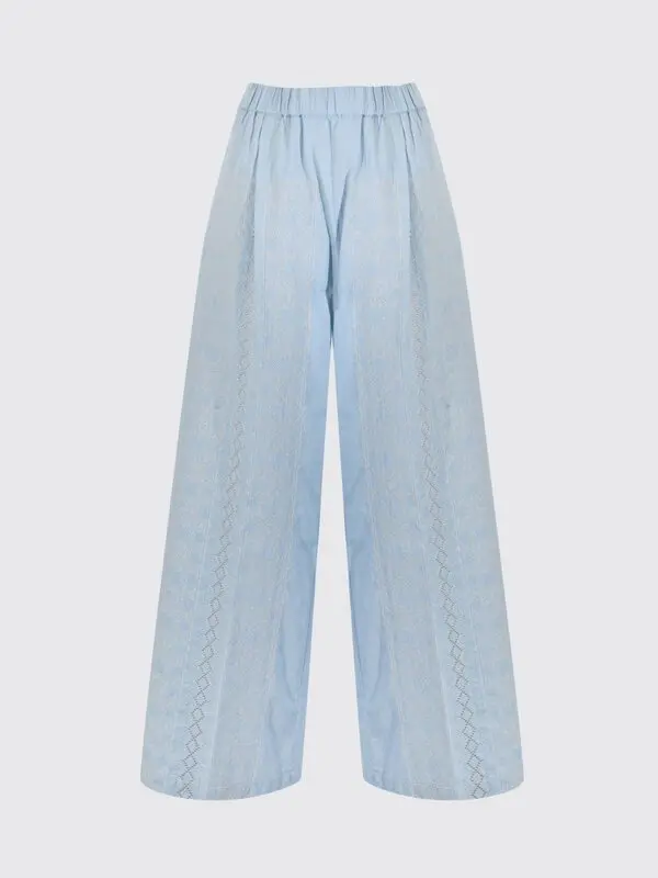 SEMICOUTURE Jhonny Embroidered Cotton Palazzo Trousers - Pink