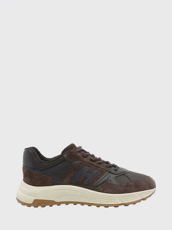 Hogan Hyperlight Leather And Nylon Sneakers With Chunky Sole - Brown