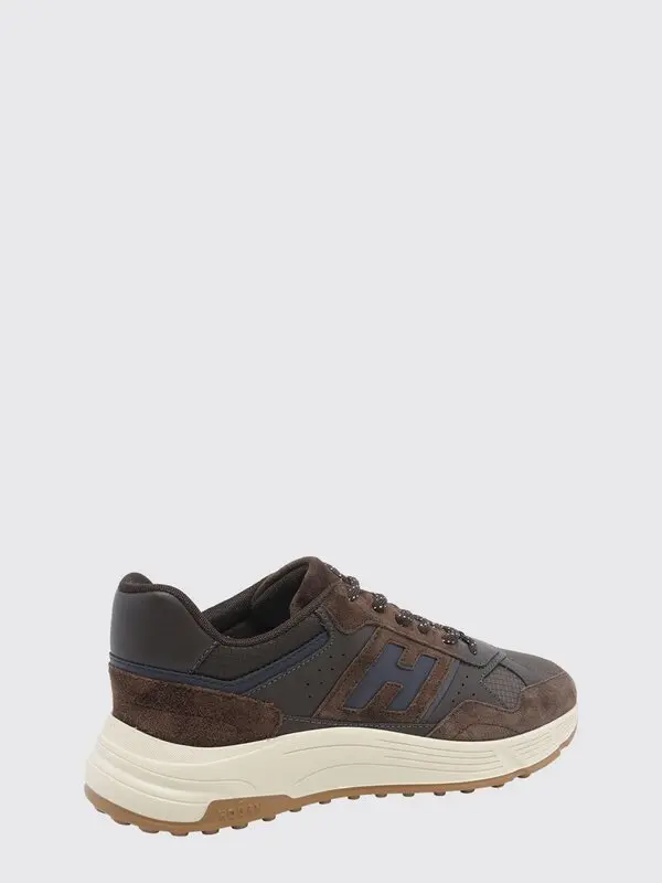 Hogan Hyperlight Leather And Nylon Sneakers With Chunky Sole - Brown