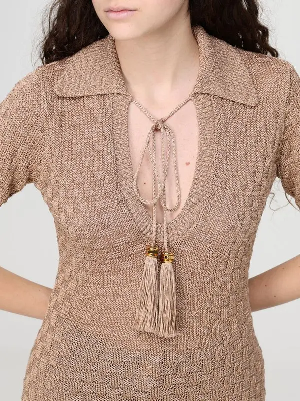 Elisabetta Franchi Viscose And Linen Knit Polo Shirt