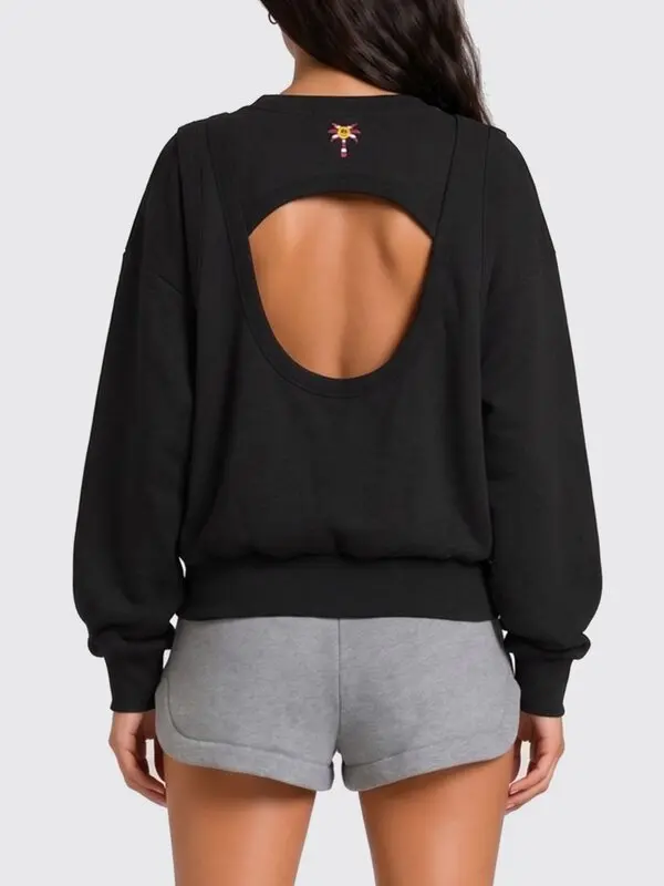 BARROW Cotton Oversized Sweatshirt With Back Cutout - Black