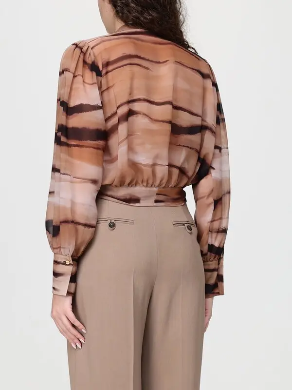 Elisabetta Franchi Chiffon Shirt With Abstract Print And Pussybow Collar